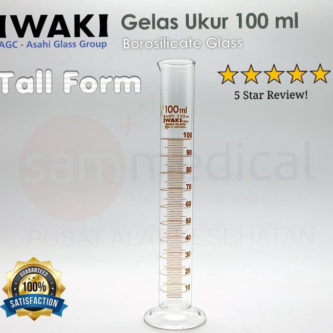 Jual IWAKI Pyrex Gelas Ukur Measuring Cylinder Gelas Takar - 100 ml ...