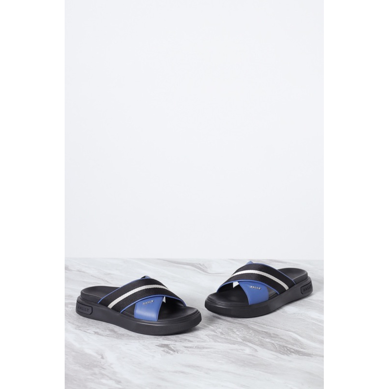 Jual BALLY Men Jake Crossover Sandals in Black/Blue Neon | Shopee Indonesia