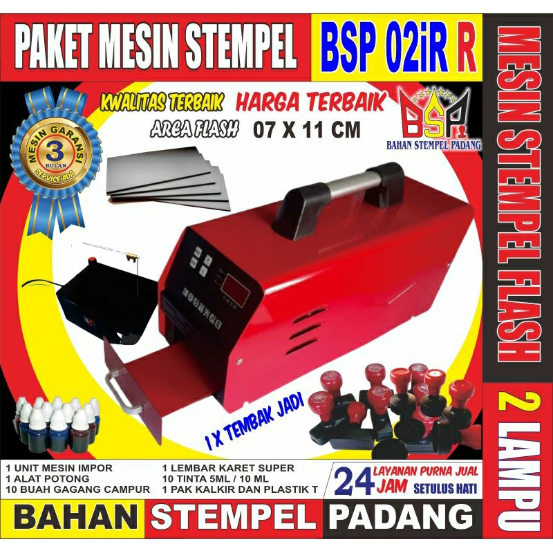 Jual MESIN STEMPEL FLASH IMPOR BSP 02iR RED PAKET LENGKAP | Shopee Indonesia