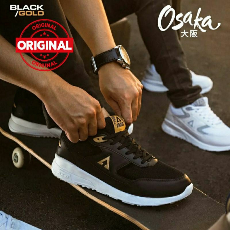 Jual Aerostreet Osaka Hitam Emas - Sepatu Sneakers Casual Sport Sekolah ...