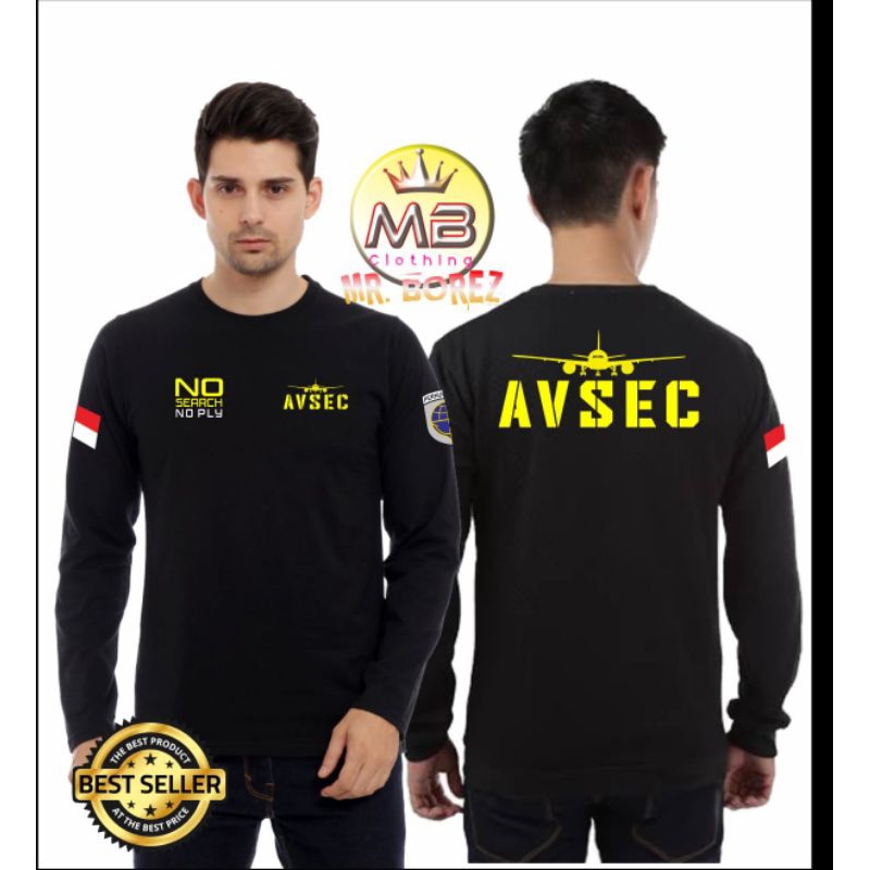 Jual Baju Kaos Avsec Lengan Panjang Premium / Baju Avsec Keren / Avsec ...