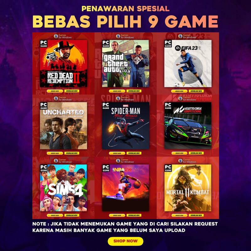 Jual Penawaran Khusus - Paket 9 Game Bebas Pilih (Download to Play Bro ...