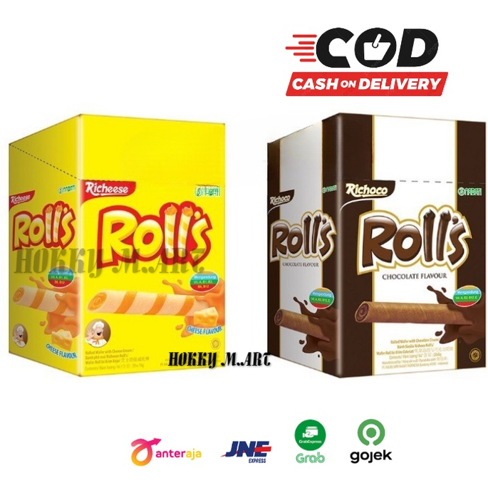 Jual (HOKKY) Nabati Rolls Box 20 pcs x 8 gr Roll’s Cheese Chocolate ...