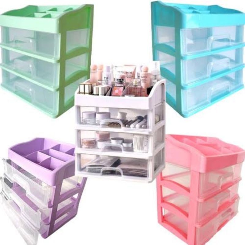 Jual RAK KOSMETIK / RAK MAKE UP SUSUN PLASTIK 3 LACI / RAK SERBAGUNA ...