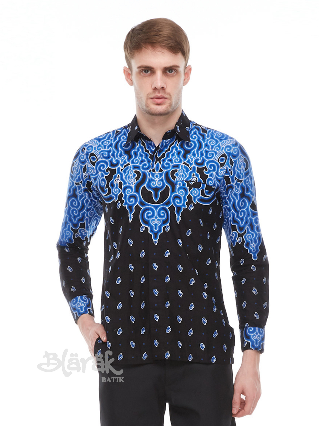Jual BLARAK - Baju Batik Pria Mega Moksa Biru | Shopee Indonesia