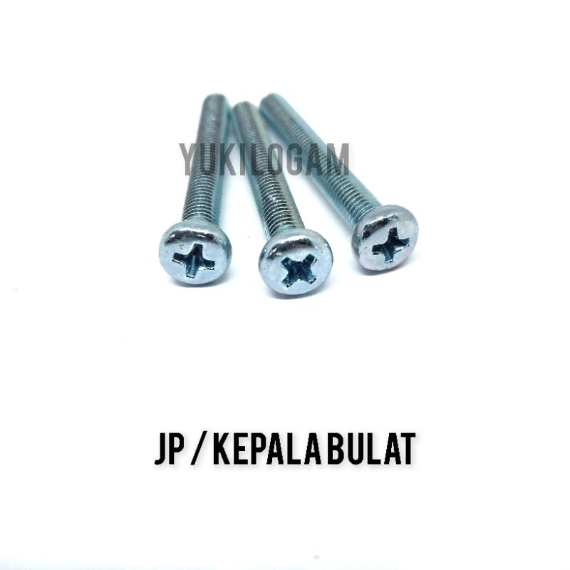 Jual 100 pcs baut M3 x15 kepala bulat atau kepala rata besi,kayu,elektronika transistor final ...