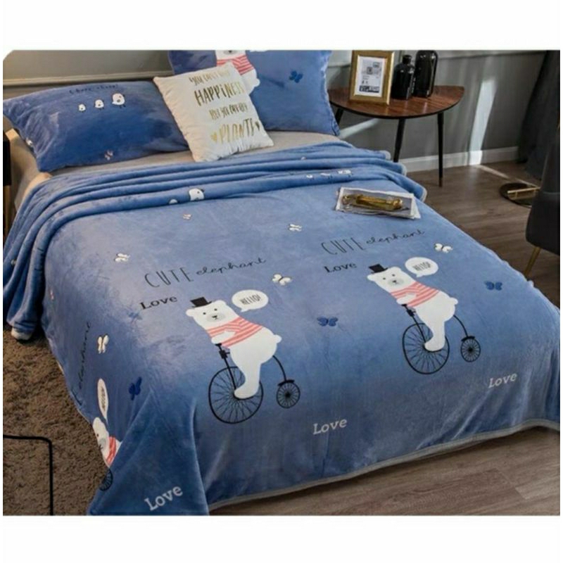 Jual Selimut beruang love sepeda 140x190cm | Shopee Indonesia