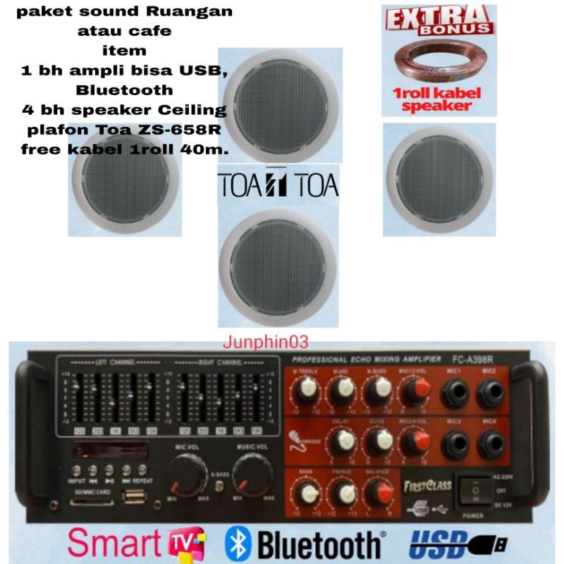 Jual paket sound Ruangan, cafe speaker Ceiling plafon Toa 4 Unit ...
