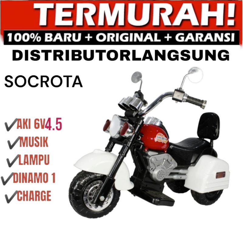 Jual Mainan Motor Aki SOCORTA Harley Venus Musik Lamp Charge | Shopee ...