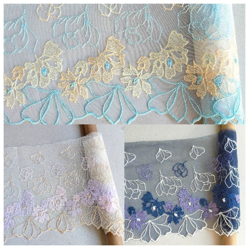 Jual renda tile lebar 14.5cm harga per setengah meter | Shopee Indonesia