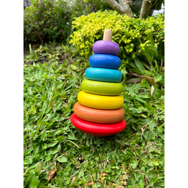 Jual wooden rocking stacker tower bright / pastel / earth tone ( mainan ...