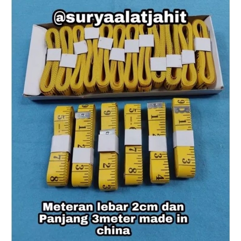 Jual Meteran kuning lebar 2cm uk.3M (300cm) bagus =rp.8.500/1pcs | Shopee Indonesia