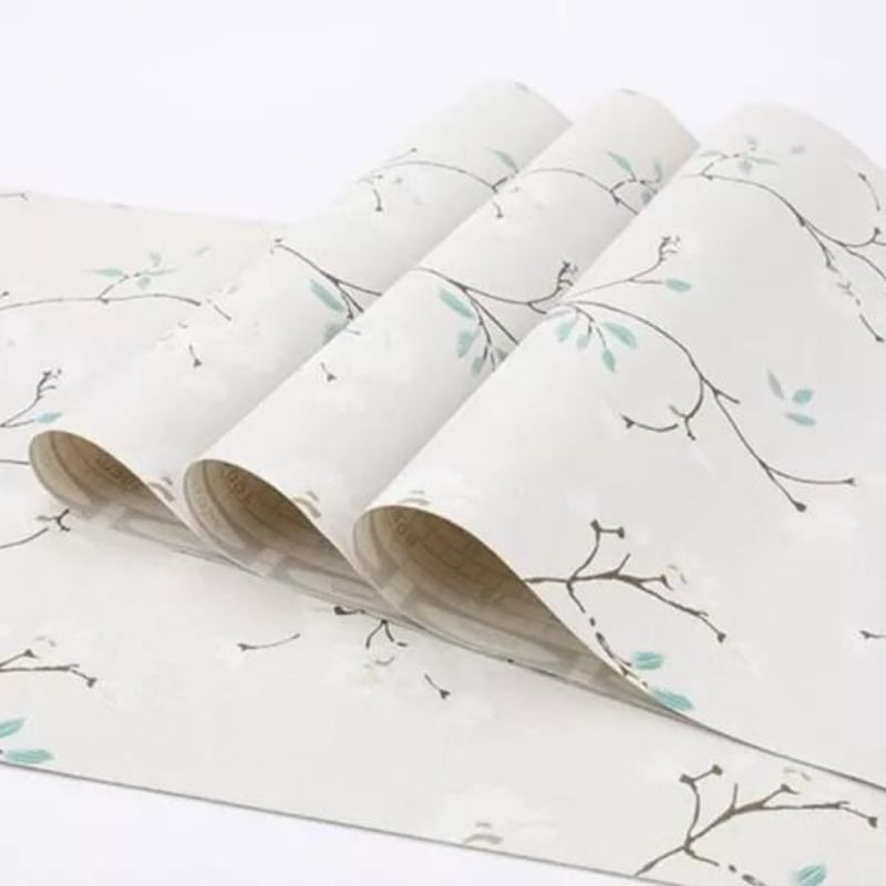 Jual Wallpaper Dinding Sticker Dinding Putih Gading Ranting Daun Sakura ...