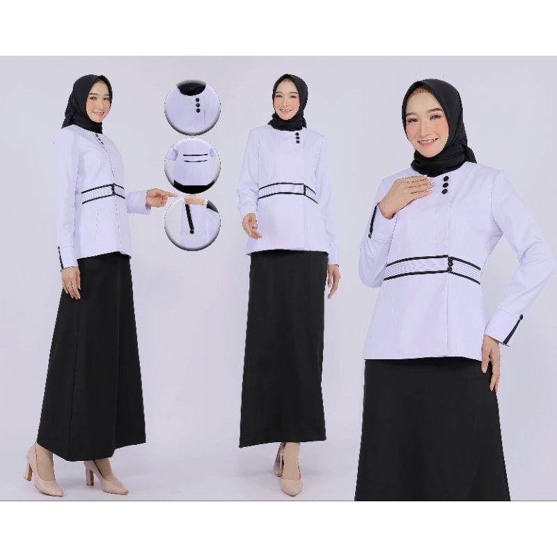 Jual BAJU DINAS HIPU ASN BAJU PUTIH LIST HITAM. BAHAN KATUN | Shopee ...