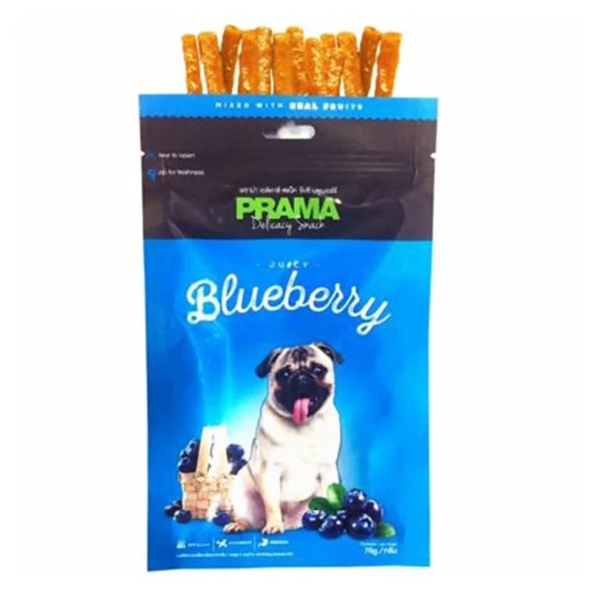 Jual PRAMA DOG SNACK JUICY BLUEBERRY 70GR CEMILAN / SNACK ANJING 70 GR ...