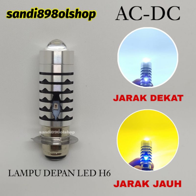 Jual LAMPU LED DEPAN MOTOR H6 LS2 LASER HI LOW LUMINOS DC DOUBLE COLOR WHITE YELLOW + LAMPU ...
