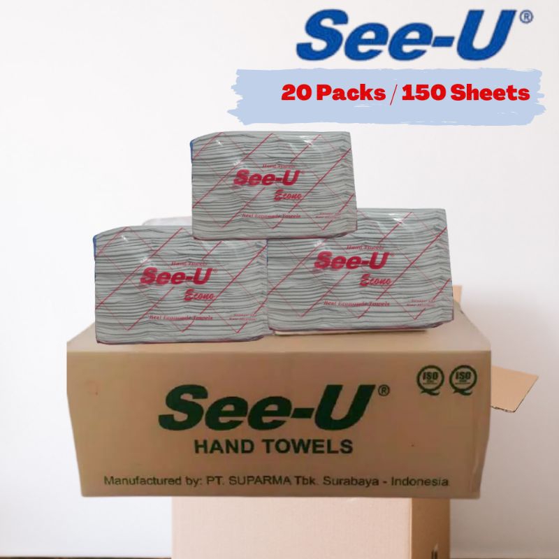 Jual See u hand towel red 1 karton isi 20 packs | Shopee Indonesia