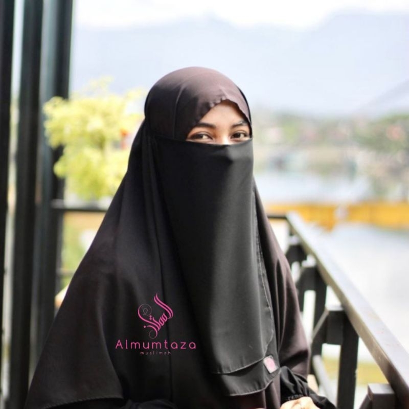 Jual cadar tali dua layer karet sifon silky chiffon silky jetblack hitam pekat - Almumtaza ...