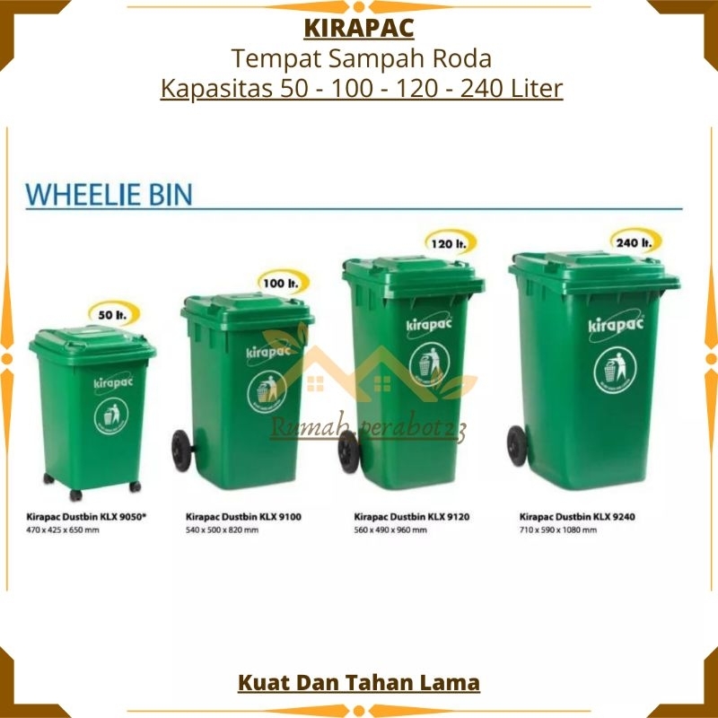 Jual NEW!! KIRAPAC - TEMPAT SAMPAH RODA 50-100-120-240 LITER / TEMPAT WADAH SAMPAH BESAR DENGAN ...