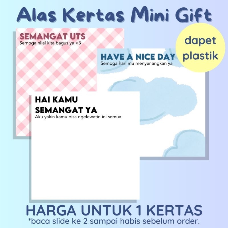 Jual [HARGA UNTUK 1 KERTAS] Mini Gift Custom / Kertas Mini Gift / Alas ...