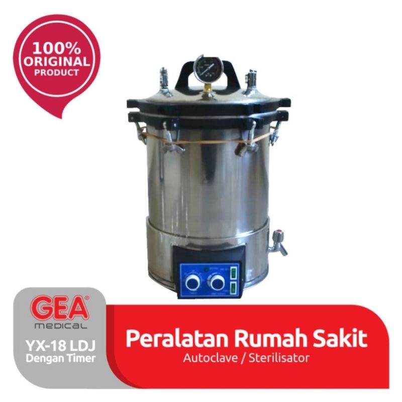 Jual Autoclave Gea 18 Liter Timer Alat Sterilizer Laboratorium | Shopee ...