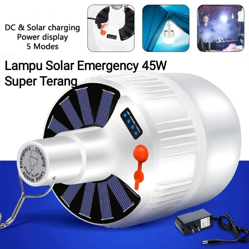 Jual Lampu Solar LED Emergency 45w Solar Charging Lampu Darurat Lampu Tenda | Shopee Indonesia