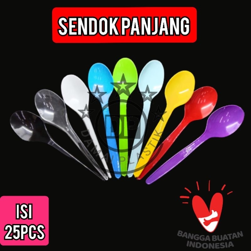 Jual Sendok Makan Plastik Premium Panjang Merah Pink Hijau Ungu Hitam ...