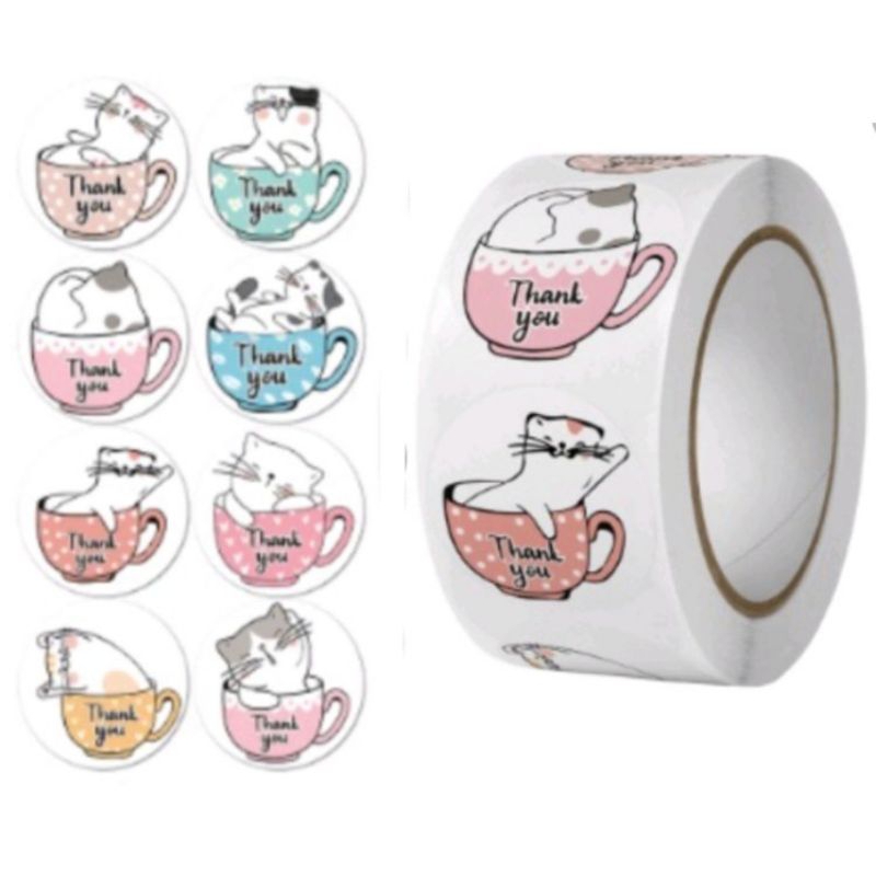 Jual 1 Roll 500 PCS Sticker Thank You Sticker Label Makanan Sticker ...