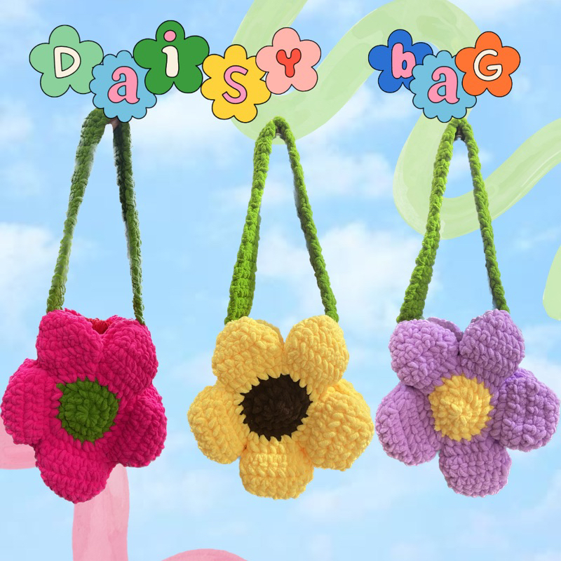 Jual Daisy bag-tas rajut bunga fluffy | Shopee Indonesia