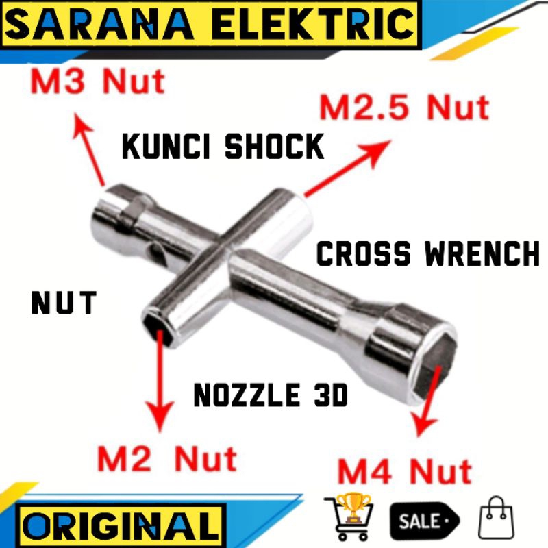Jual KUNCI SHOCK NUT MUR KECIL M2 M3 M4 NOZZLE 3D PRINTER M7 MINI CROSS WRENCH | Shopee Indonesia