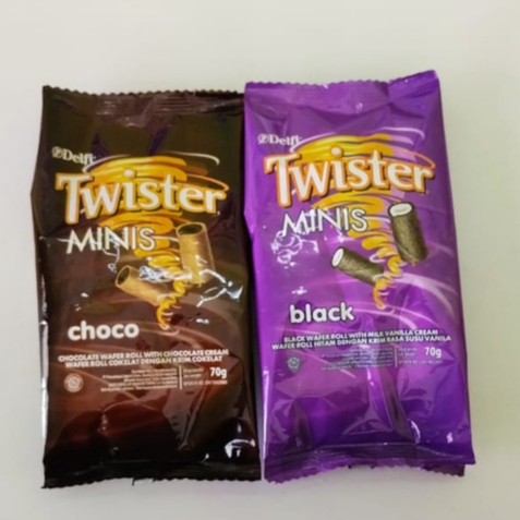 Jual Twister Minis Delfi Rasa Black dan Choco Isi 70gr Wafer Roll ...