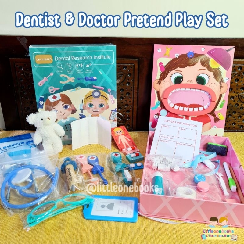 Jual Dentist & Doctor Pretend Play Set / wooden dentist toy / mainan dokter gigi dan dokter ...