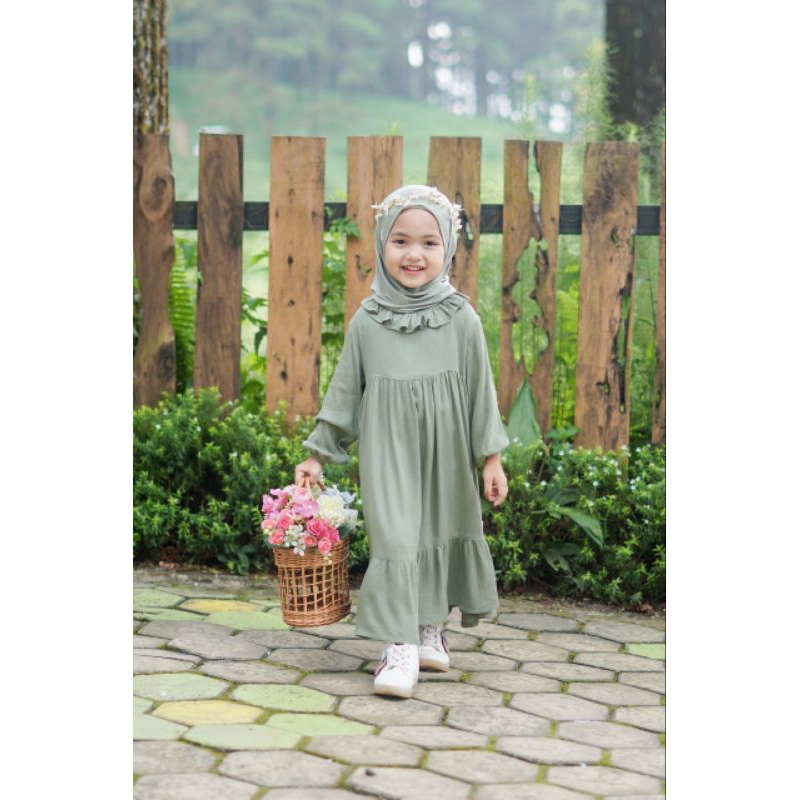 Jual Gamis anak perempuan korea style 1-8 tahun series Bella warna Sage ...