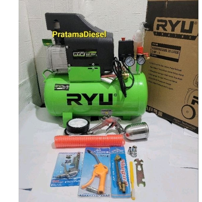 Jual Paket Kompresor RYU 2HP RCP200-1+Selang 6M+Airduster+Pentil+Spraygun | Shopee Indonesia