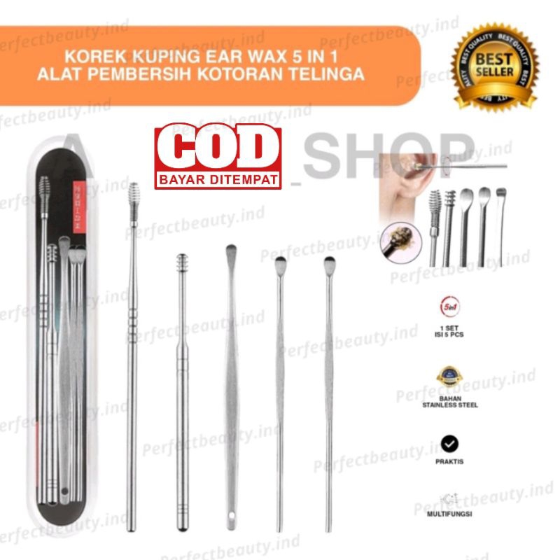 Jual Korek kuping Alat Pembersih kotoran telinga ear wax 5 in 1 ...