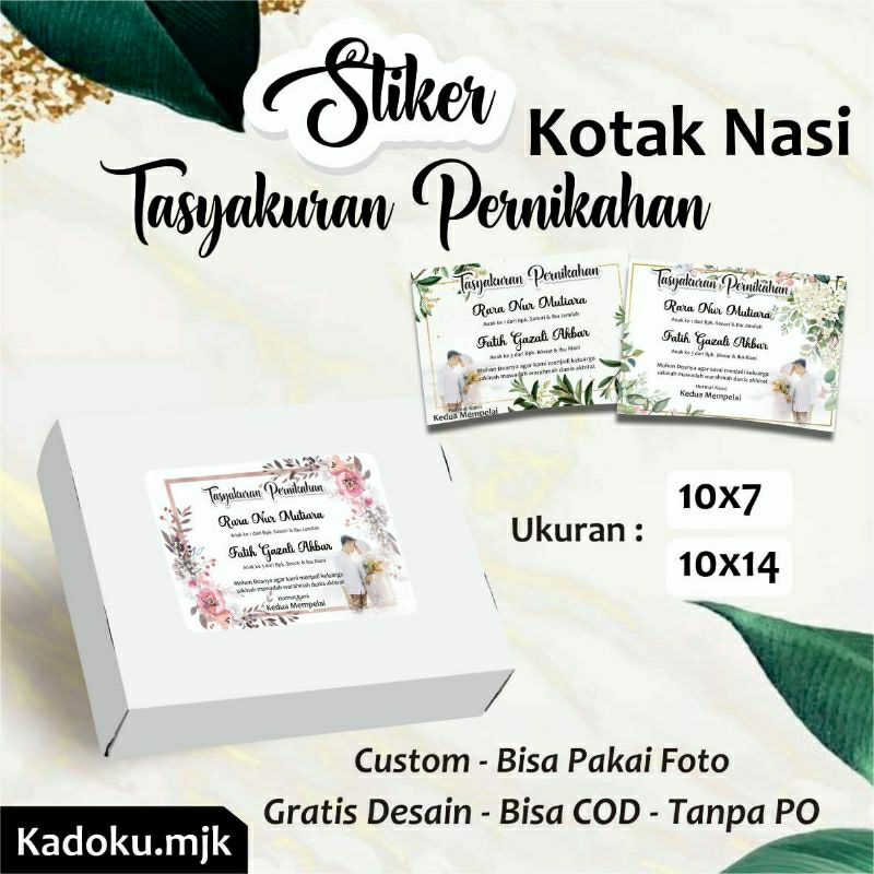 Jual STIKER TASYAKURAN PERNIKAHAN KOTAK NASI / BOX MAKANAN CUSTOM BISA ...