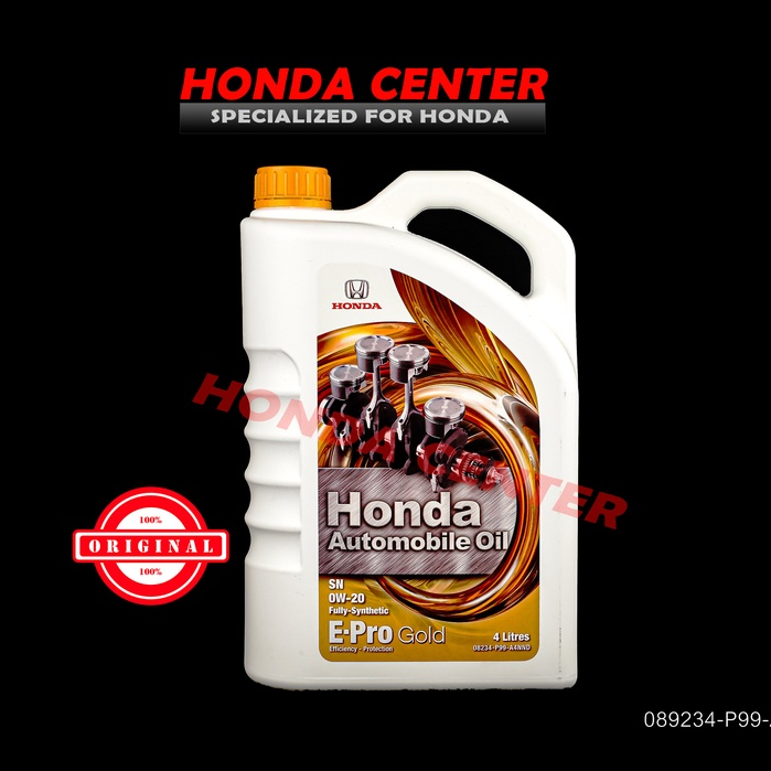 Jual Oli Oil Mesin Engine E-Pro Gold Sn 0w-20 4l Full Syintetic Mobil Honda 100% Original Honda ...