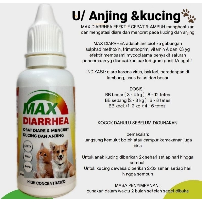 Jual MAX DIARRHEA OBAT MENCRET DIARE ANJING KUCING KITTEN AMPUH ...