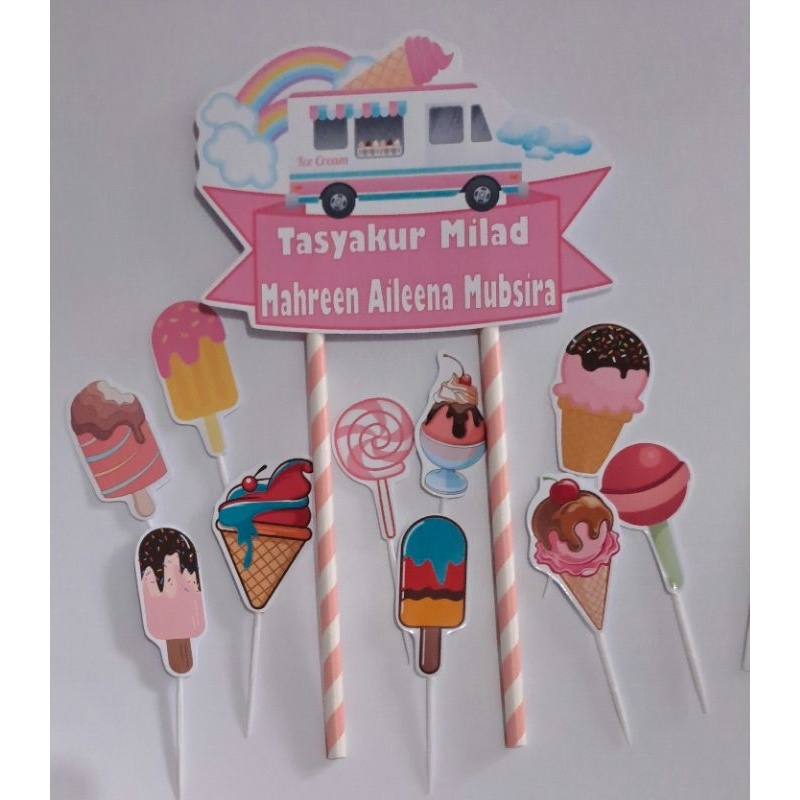 Jual TOPPER CAKE - HIASAN KUE ULANG TAHUN GAMBAR ICE CREAM - ES KRIM ...