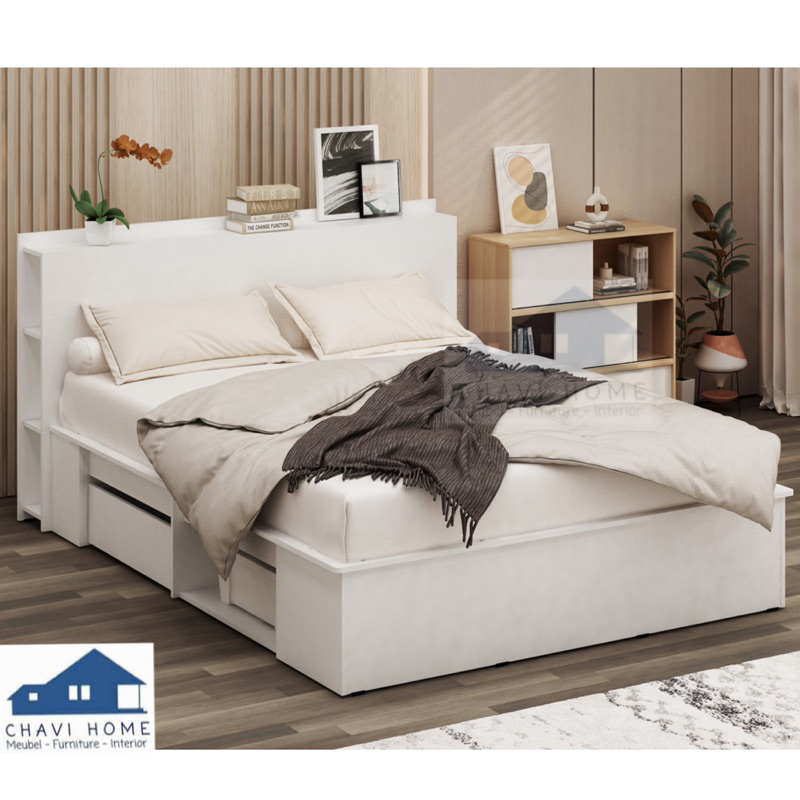 Jual divan ranjang tempat tidur minimalis dengan laci bawah putih white ...