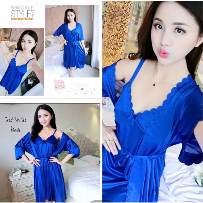 Jual Baju Tidur Wanita Kimono Tricot 2in1 Lingerie Sexy Size L Dan