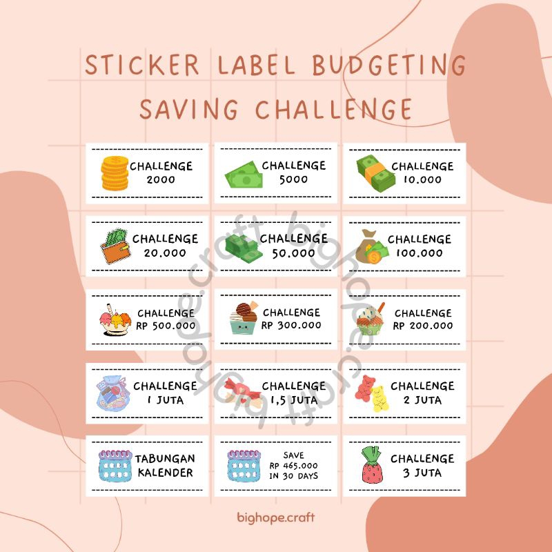 Jual STICKER LABEL SAVING CHALLENGE (ECER) | Shopee Indonesia