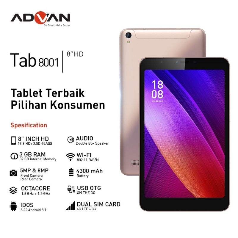 Jual Advan Tab 8001 8 Belajar Elite Galilea 8 inch New Garansi Resmi | Shopee Indonesia
