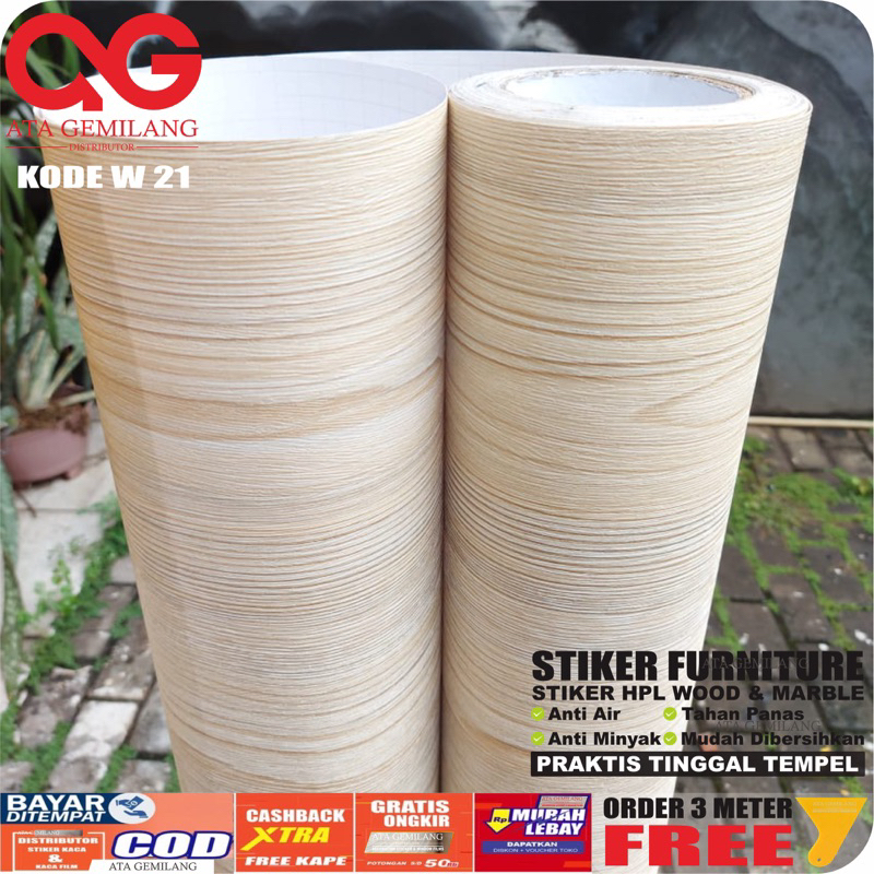 Jual Stiker Meja Serat Kayu Furniture Lebar 122Cm/Stiker Lantai/Stiker ...