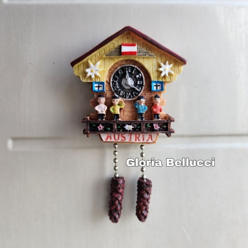 Jual tempelan hiasan kulkas magnet jam kukuk austria souvenir negara ...