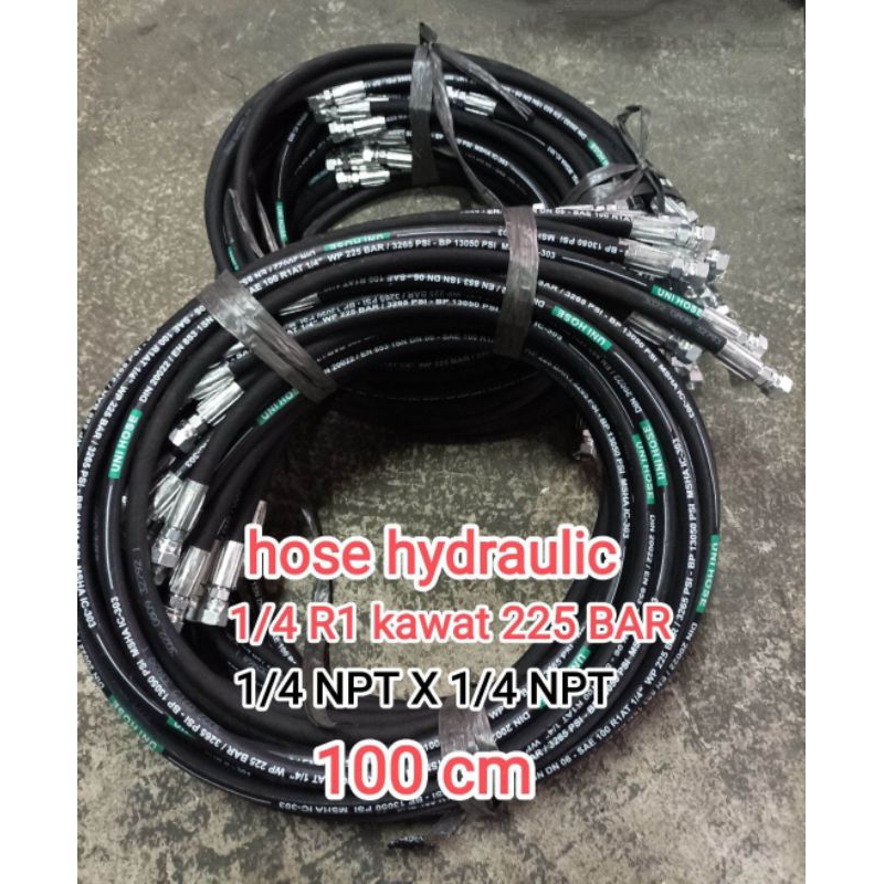 Jual selang hidrolik hose hydraulic 1/4 R1 100cm 1/4 NPT X 1/4 NPT ...