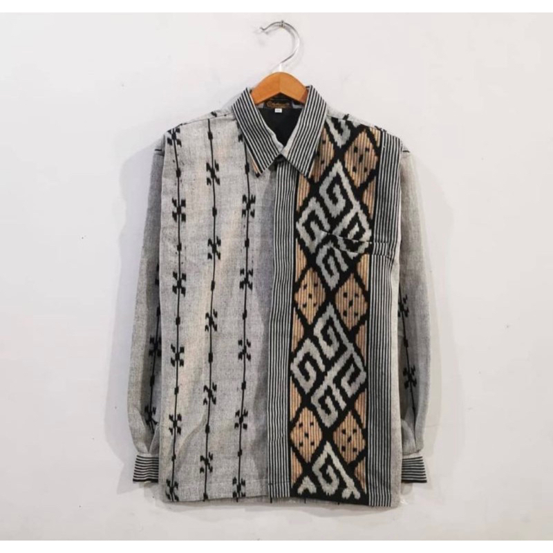 Jual kemeja tenun motif Toraja abu new 1 | Shopee Indonesia