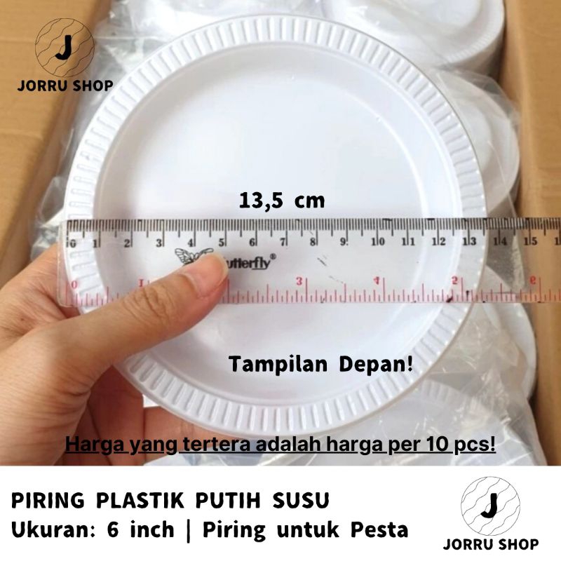 Jual PIRING PLASTIK PUTIH SIZE 6 INCH - ISI PER 1 PACK 10 PCS PIRING ...
