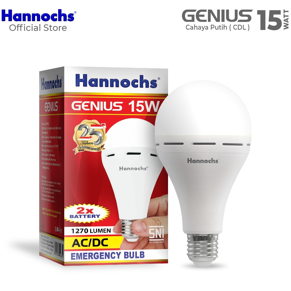 Jual Hannochs Genius Bohlam Lampu LED Emergency 6-8-10-12-15 Watt Cool ...