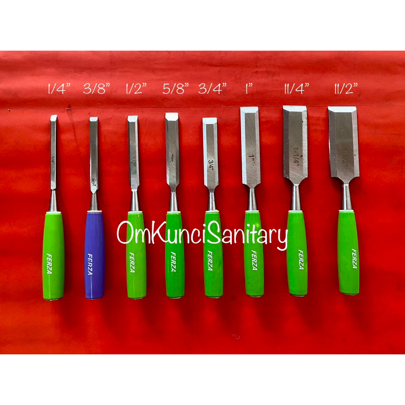 Jual Pahat Kayu Ferza Wood Firmer Chisels Ferza 1/4” 3/8” 1/2” 5/8” 3/4 ...